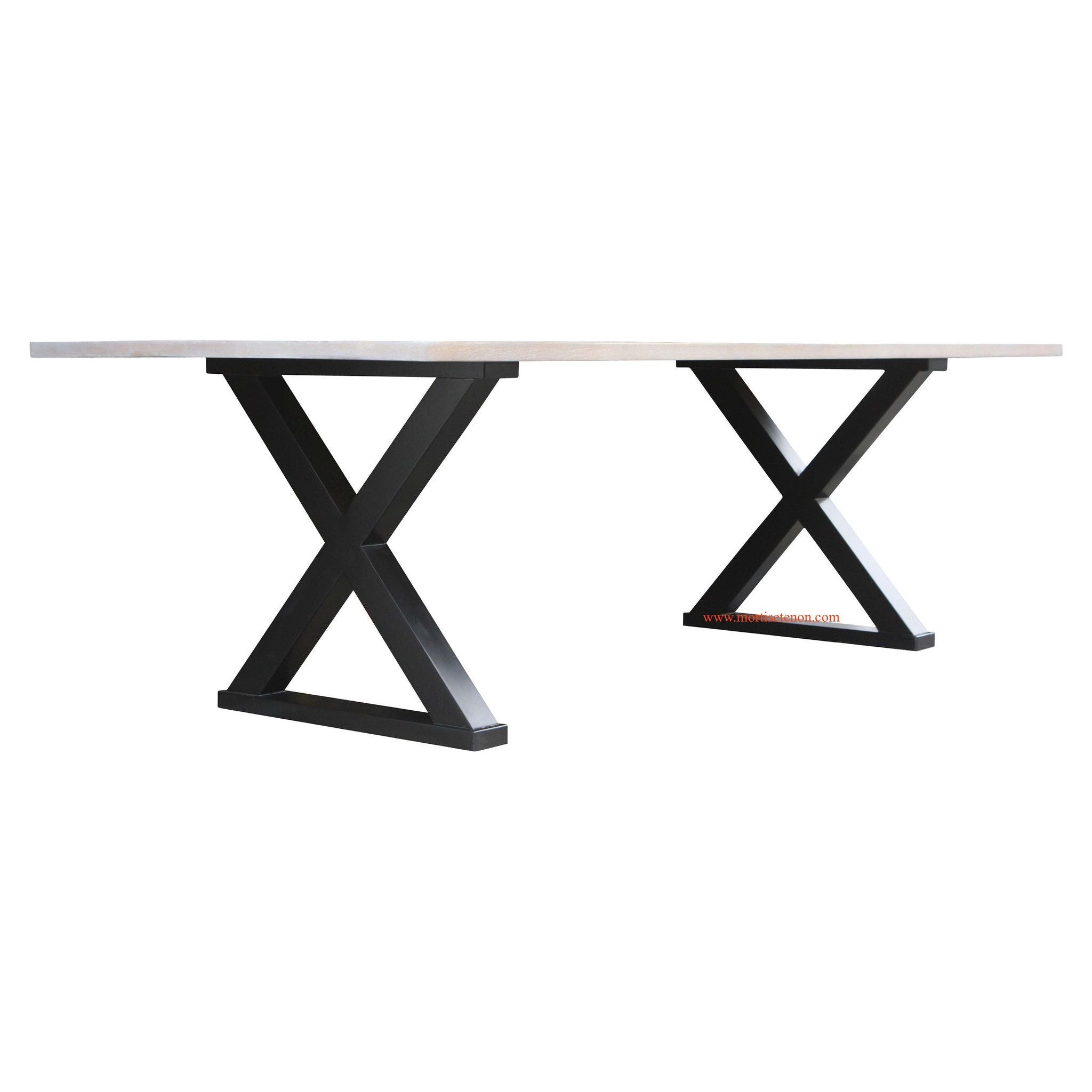 White Oak X Base Dining Table – Mortise & Tenon