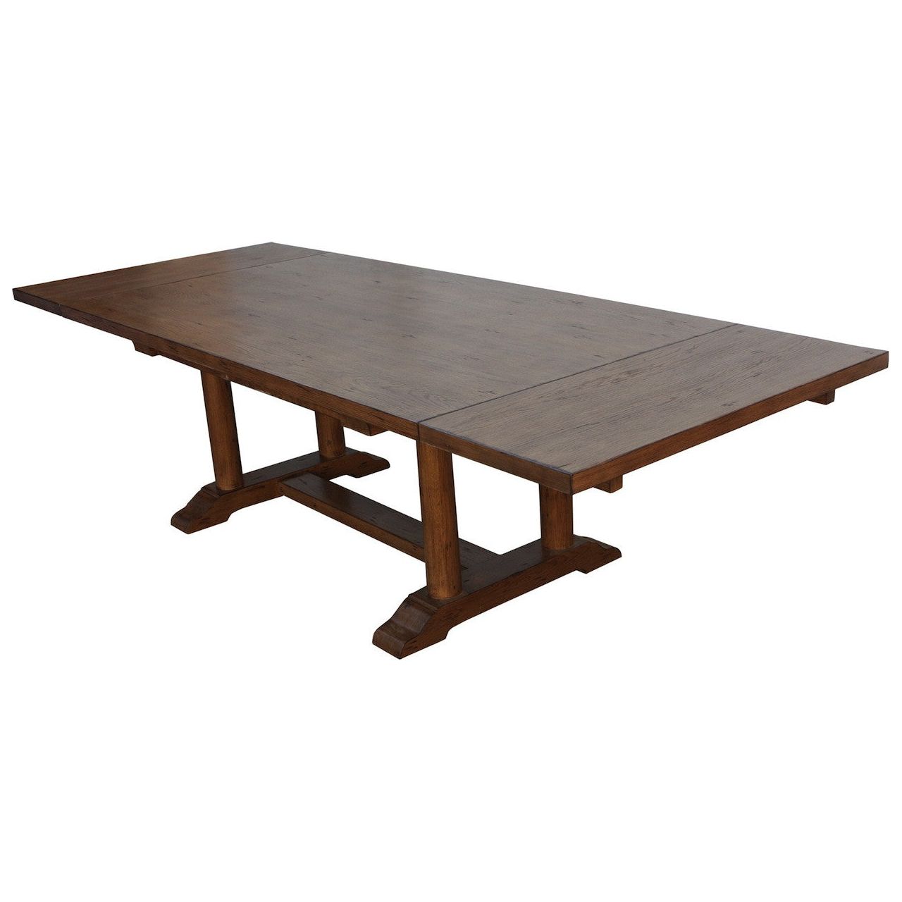 Cambria Rustic Extension Trestle Dining Table Built in Reclaimed Wood ...