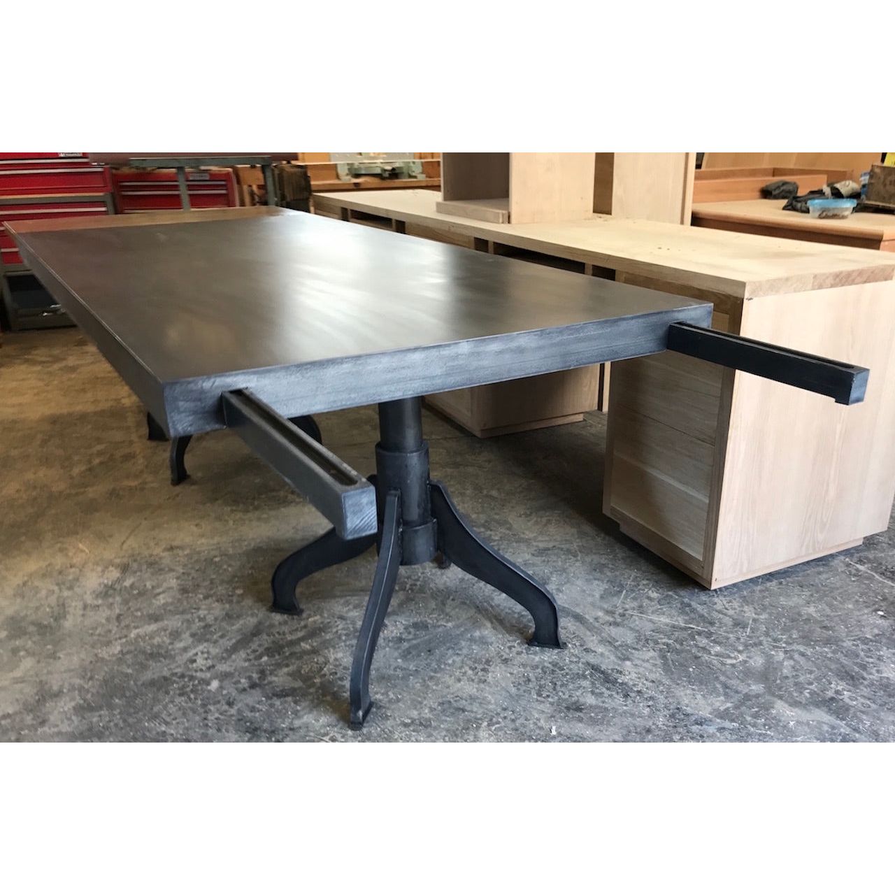 Industrial Metal Extension Dining Table – Mortise & Tenon