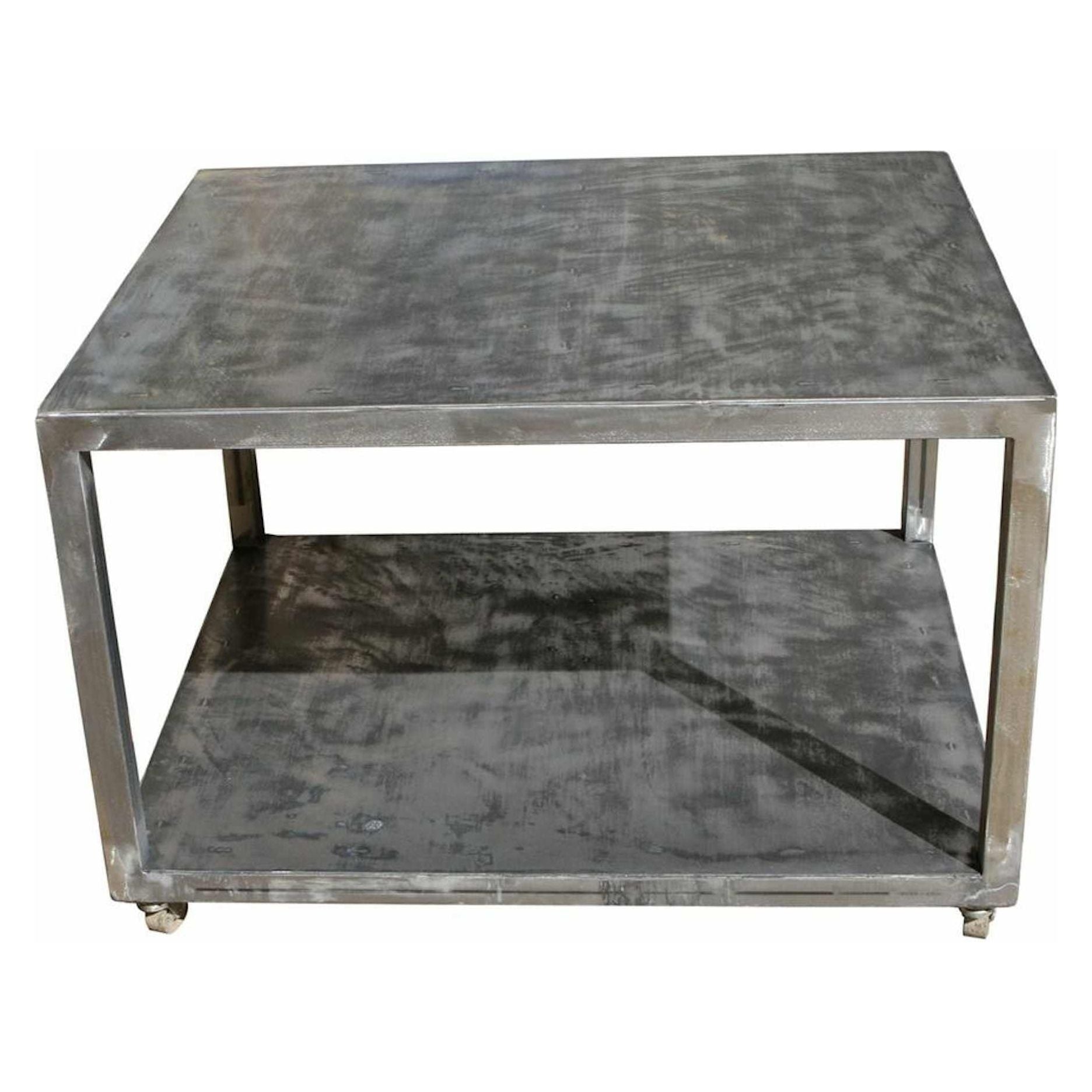 Industrial Metal Rolling Cart Coffee Table – Mortise & Tenon