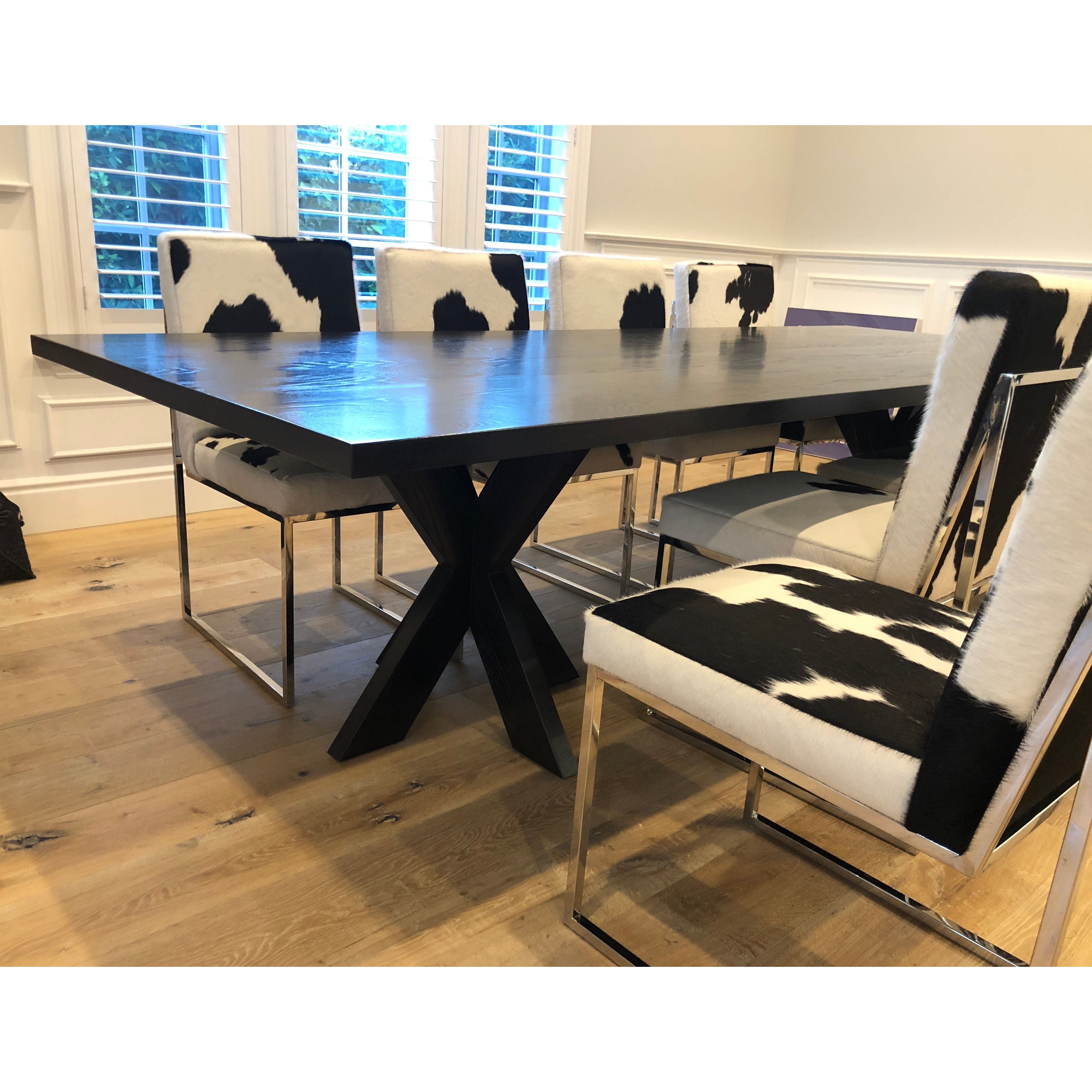 Arden Dining Table With Cow Hide Dining Chairs – Mortise & Tenon
