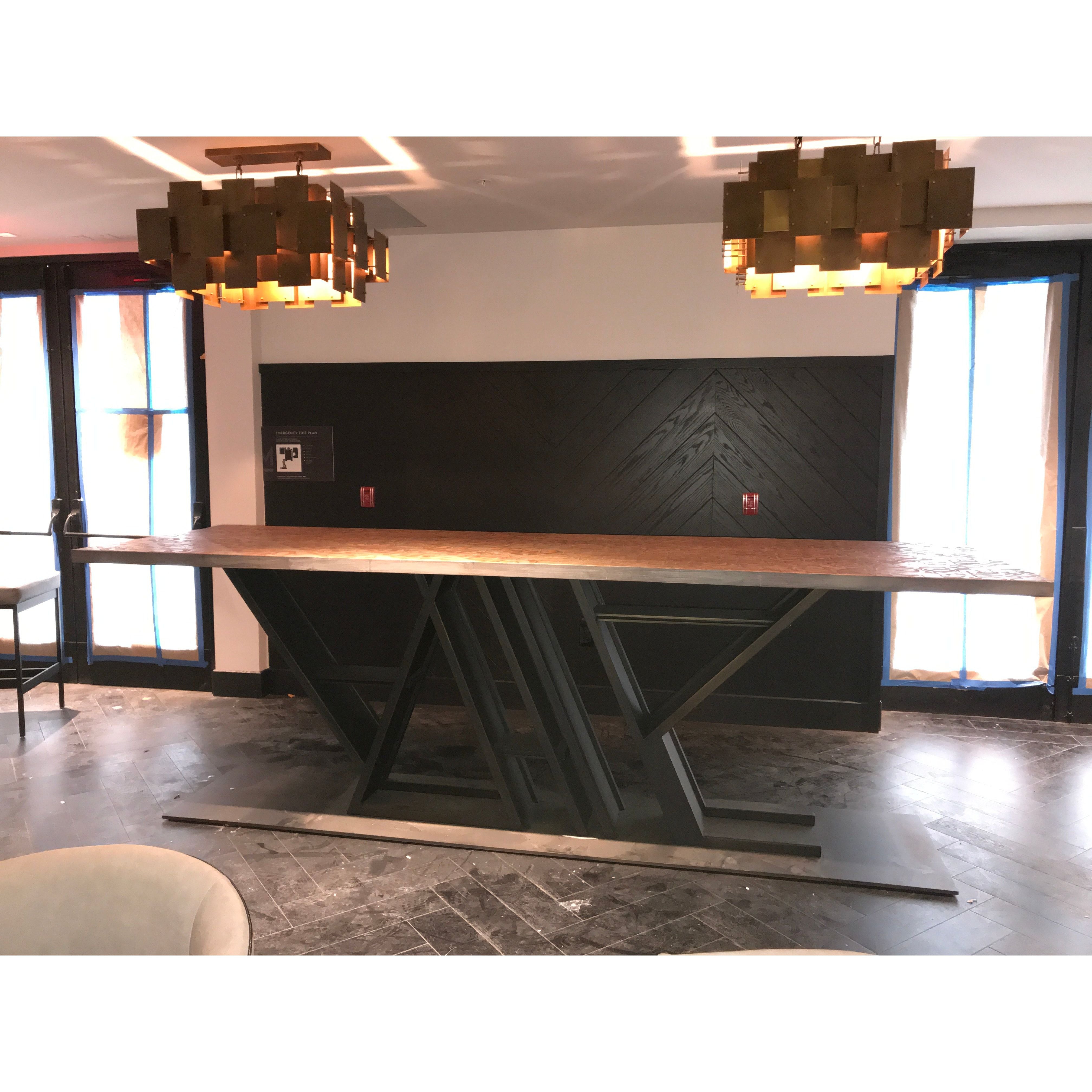 Cool Custom Metal and Reclaimed Wood Community Table for The Marfair H ...