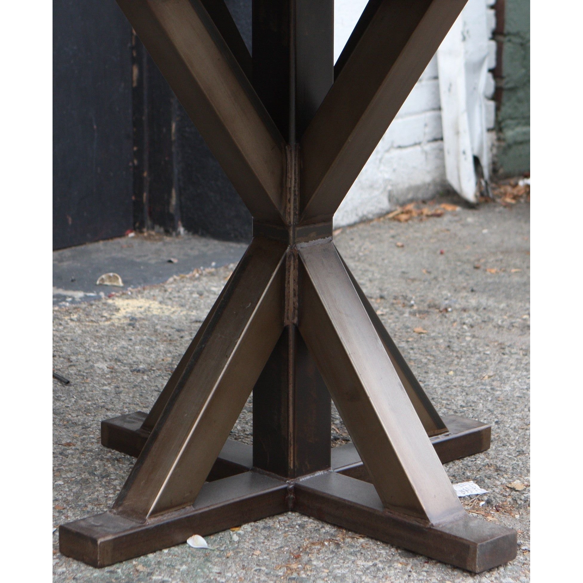 Metal X Base Round Dining Table – Mortise & Tenon