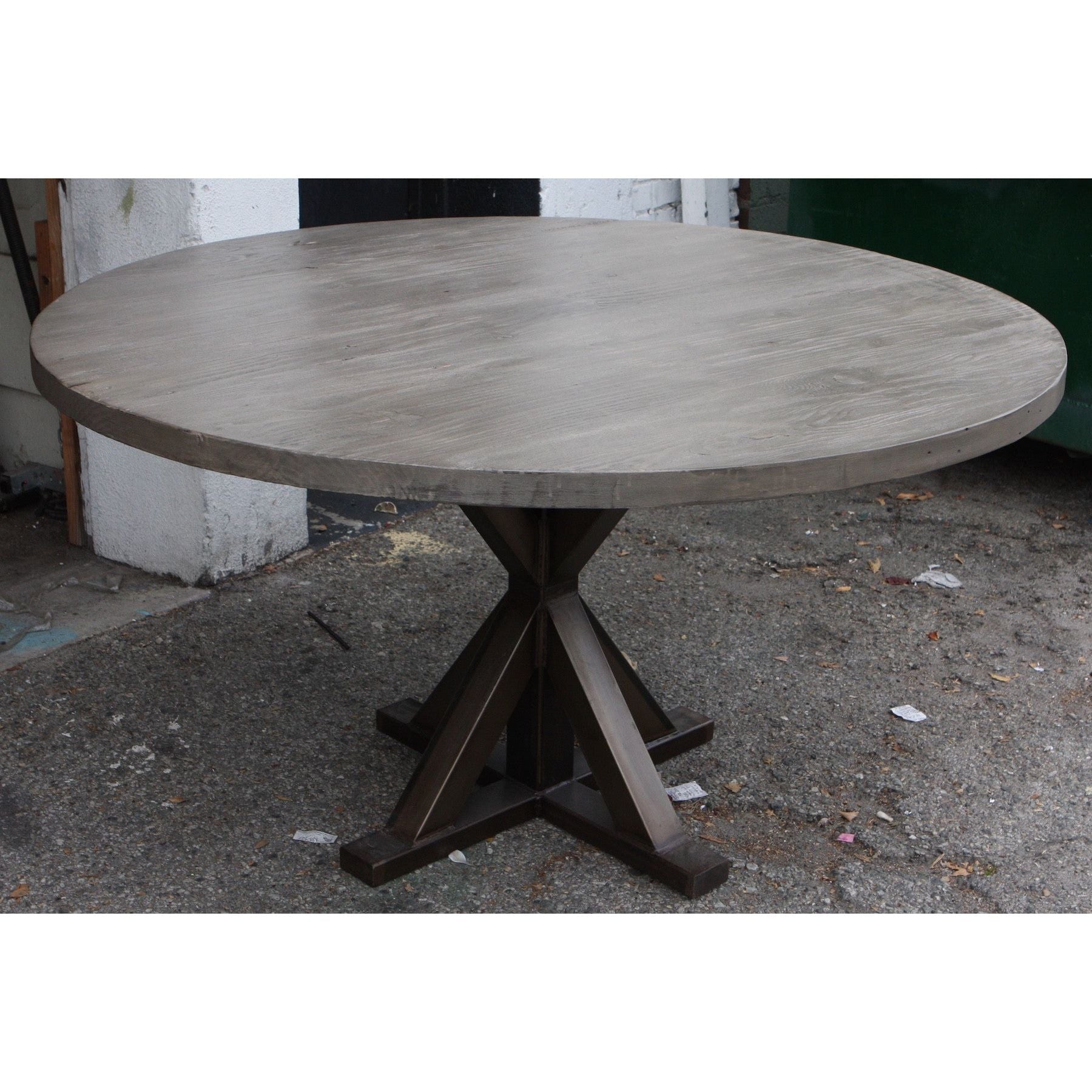Metal X Base Round Dining Table