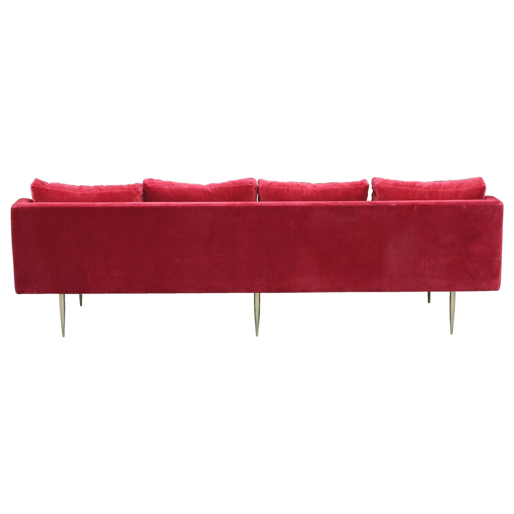 Retro Red Velvet Sofa – Mortise & Tenon