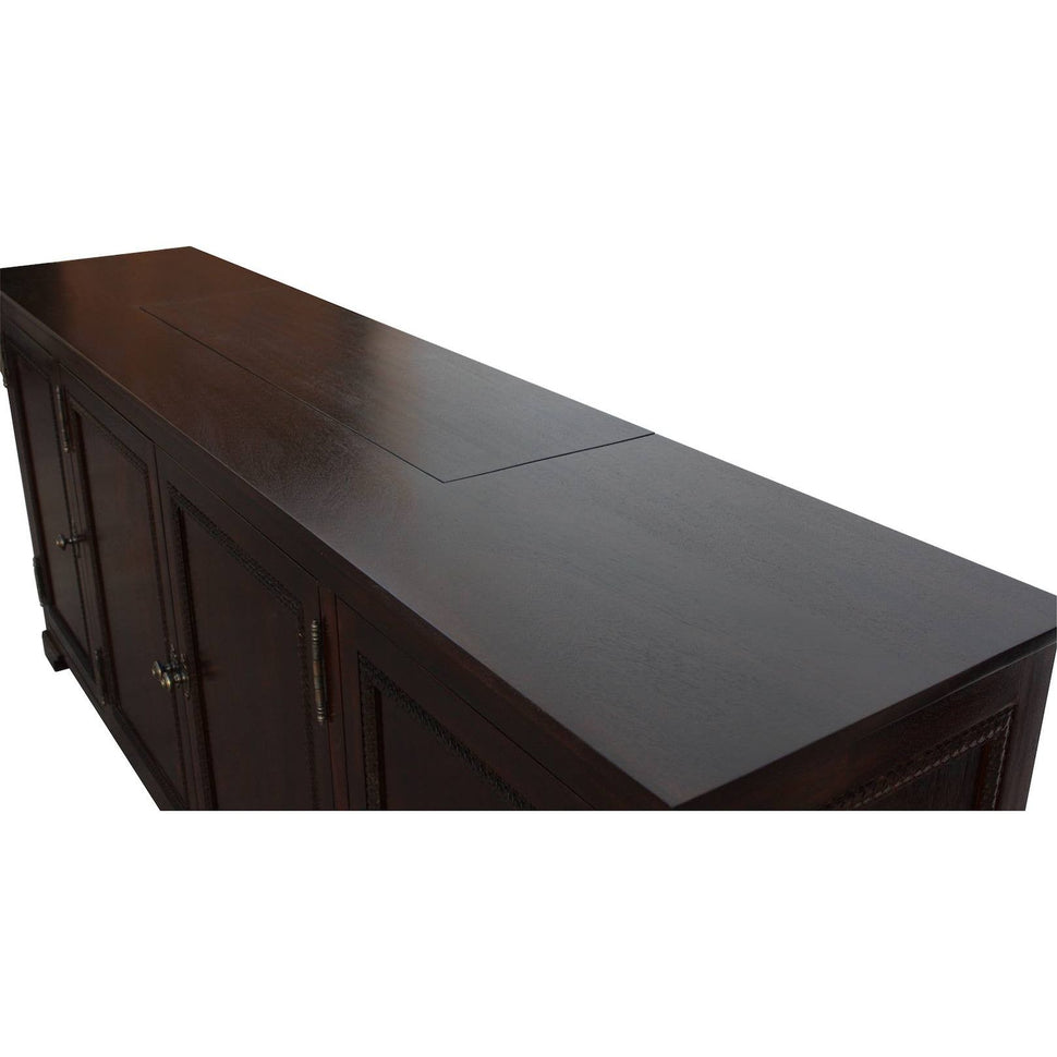 Custom Mahogany Plasma Cabinet with a Motorized Lift – Mortise & Tenon