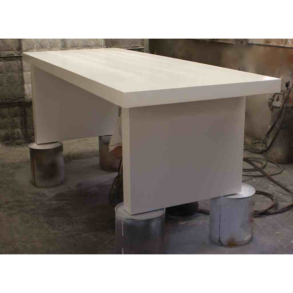 White Lacquer Mid Century Modern Dining Table – Mortise & Tenon